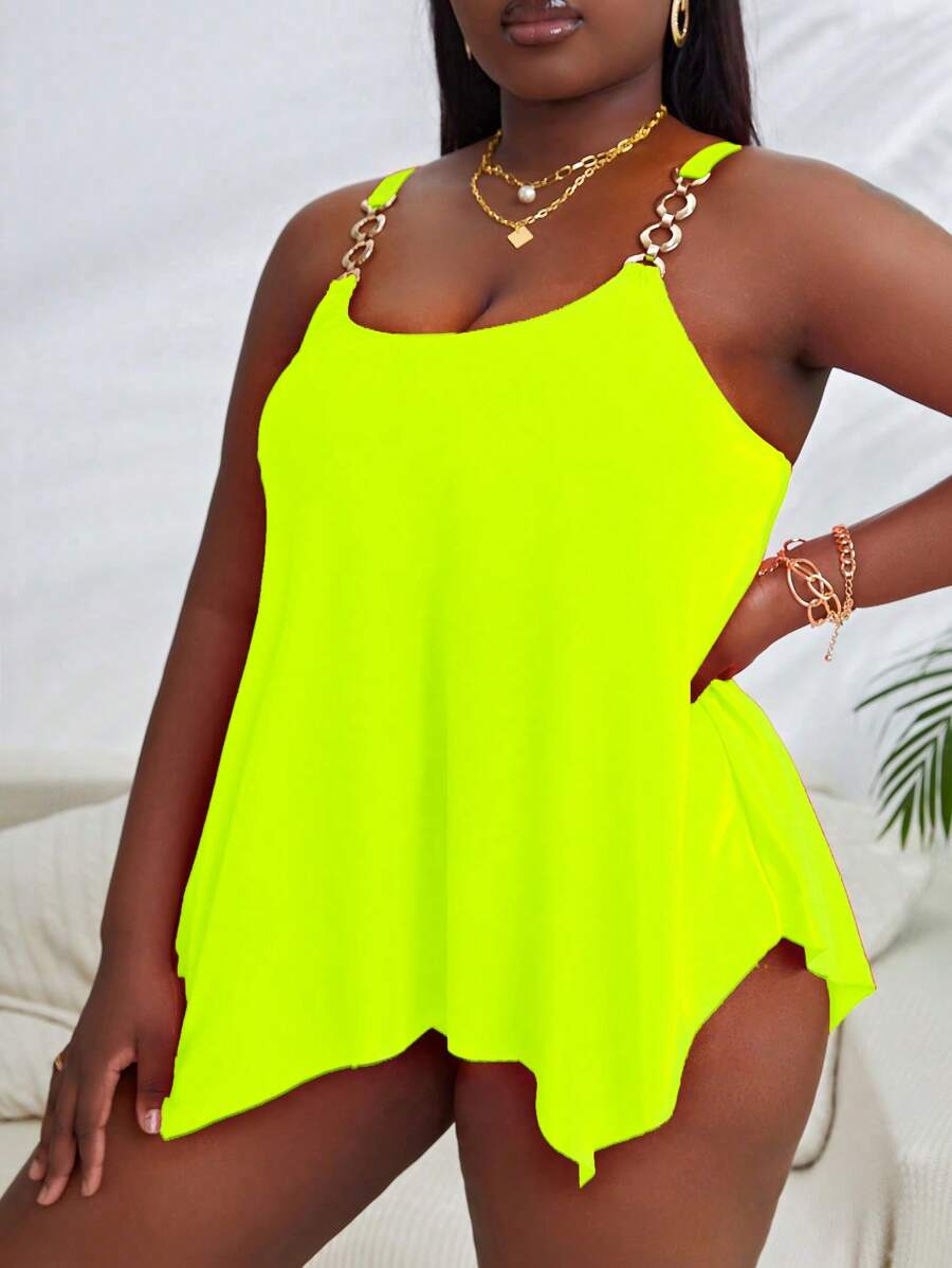 Shein Swim Curve Plus Size Neon Chain Detail Loose Summer Beach
