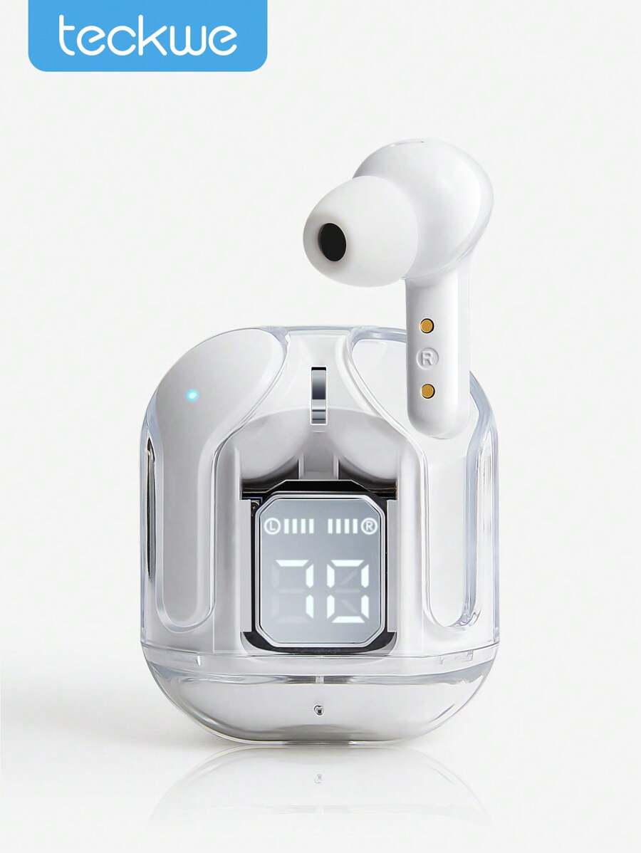 Teckwe Wireless Earbuds With LED Power Display Mini Crystal Charging ...