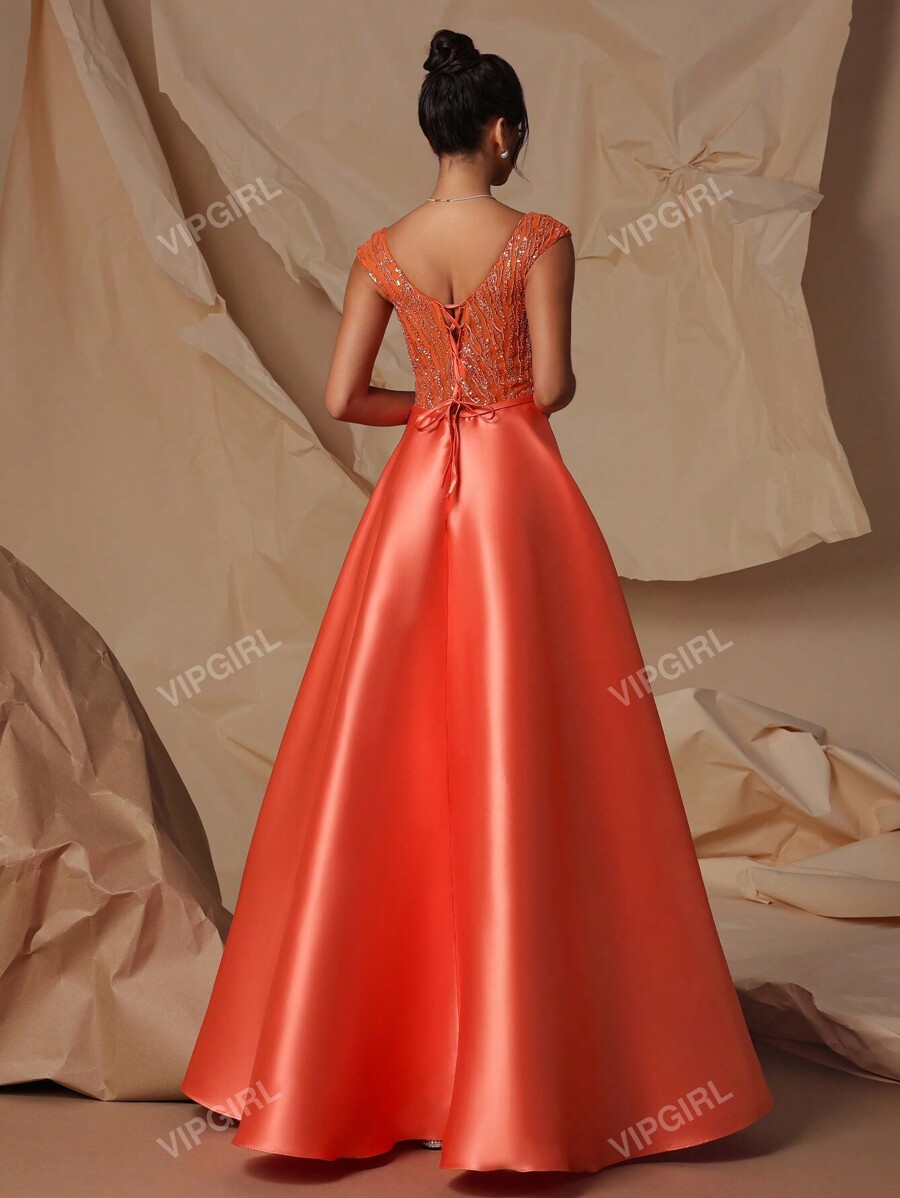 VIPGIRL High-Waisted Elegant Lady Evening Dress Showing Off Your Legs ...