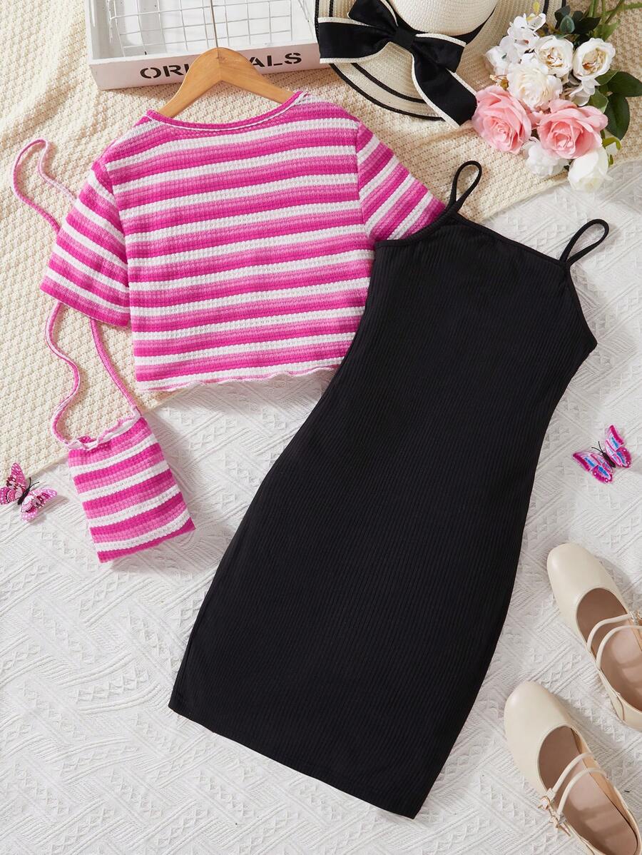 SHEIN Conjunto de duas peças para pré-adolescentes, Blusa curta ...