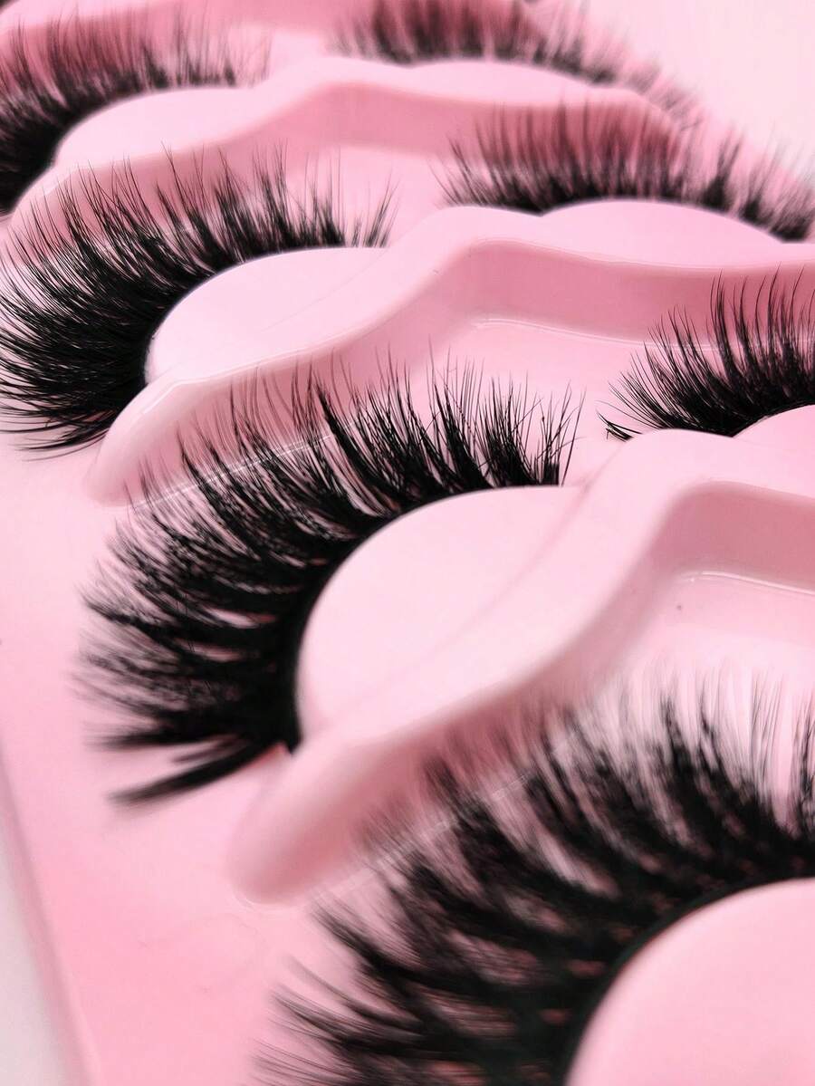 5 Pairs False Eyelashes Ultra-Light Fluffy Natural Look Strip Lashes ...