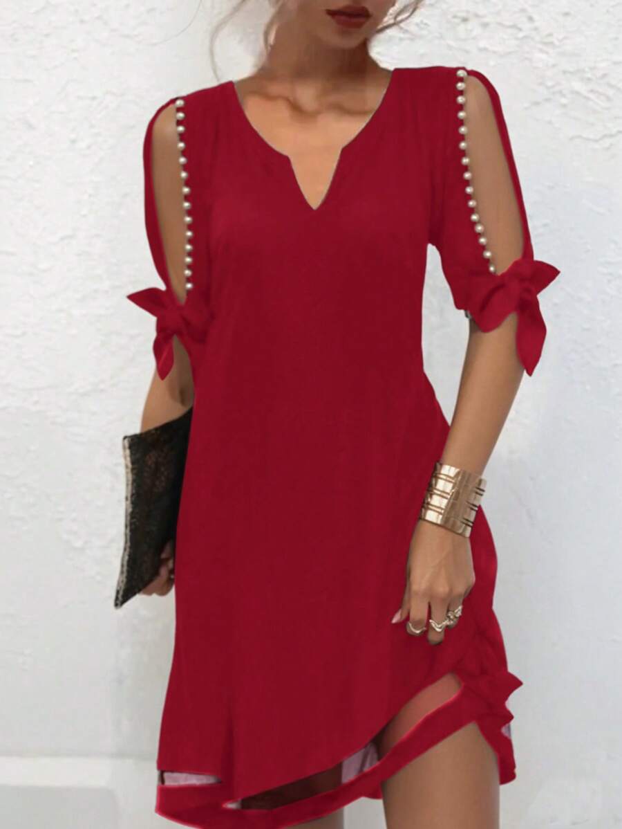SHEIN LUNE Vestito estivo diritto semplice da signora con spacchetti ...