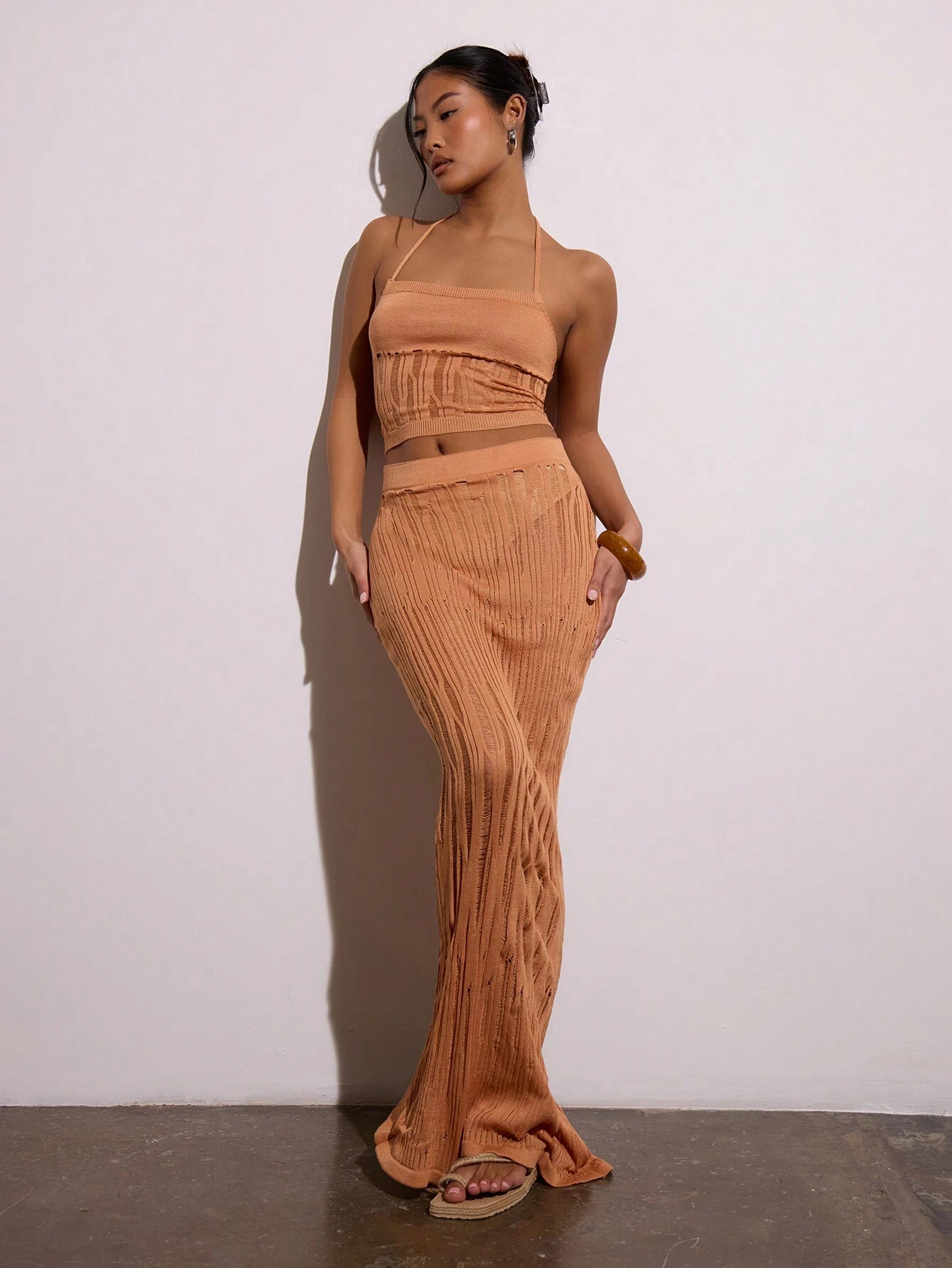 MUSERA Laddered Knit Maxi Skirt | SHEIN USA