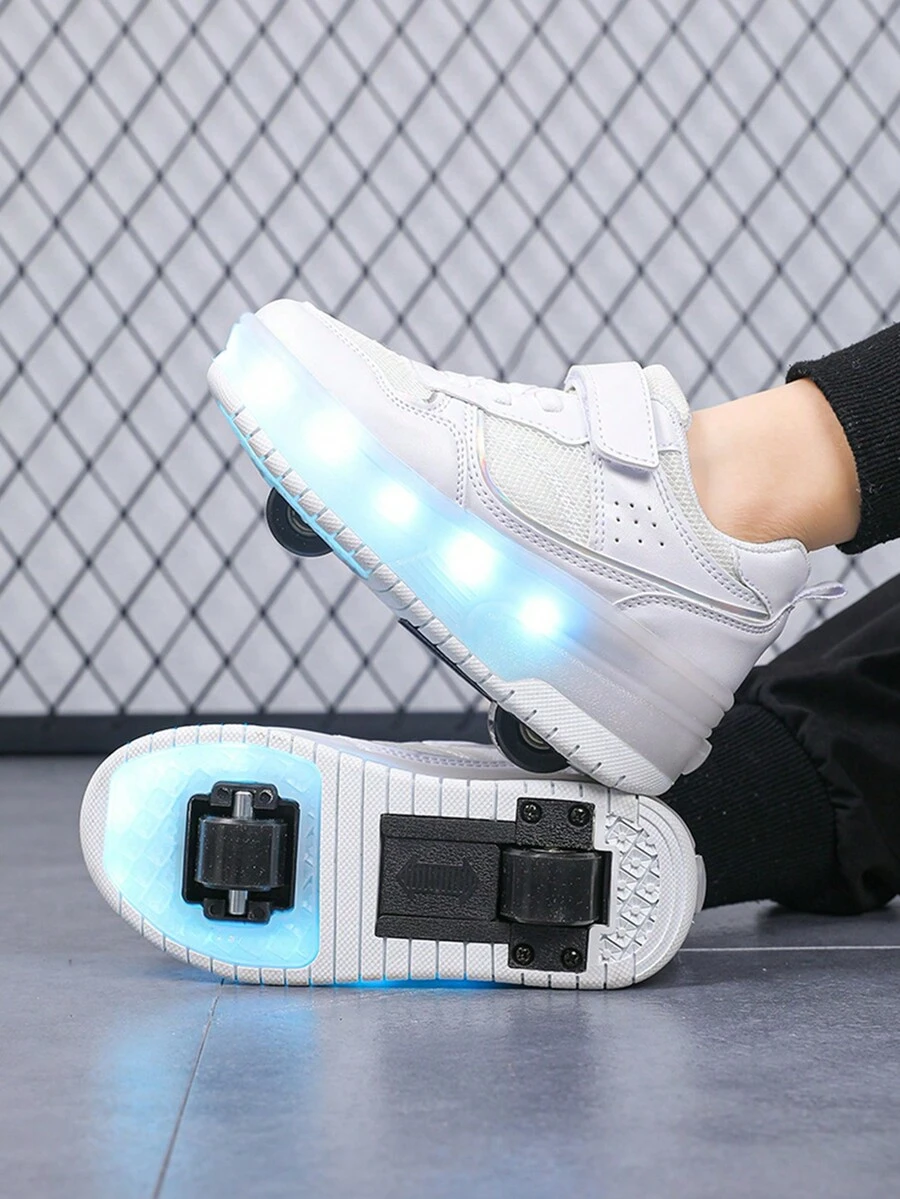 Crianças\\ Sapatos de corrida com rodas duplas de substituição, LED de ...