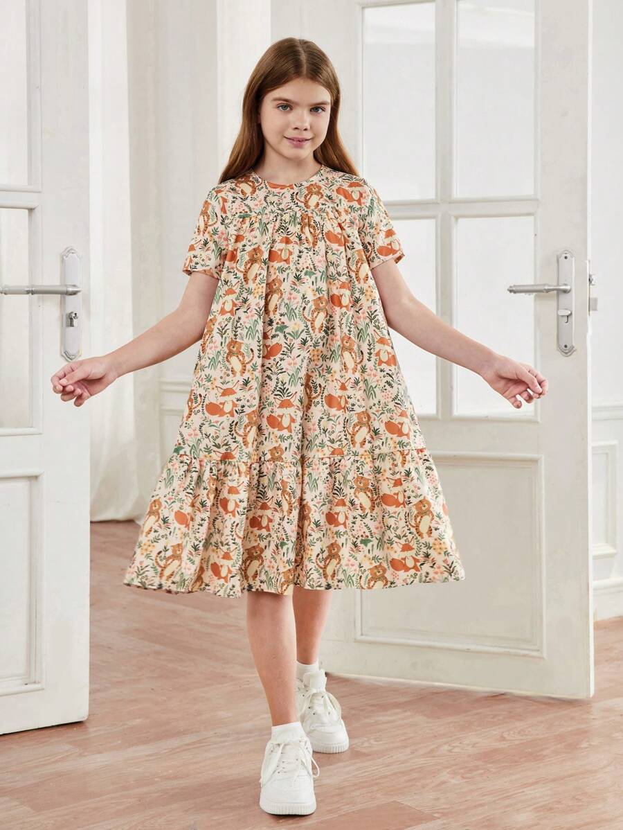 SHEIN DRMZ Tween Girl Tween Girl Loose Casual Round Neck Short Sleeve ...