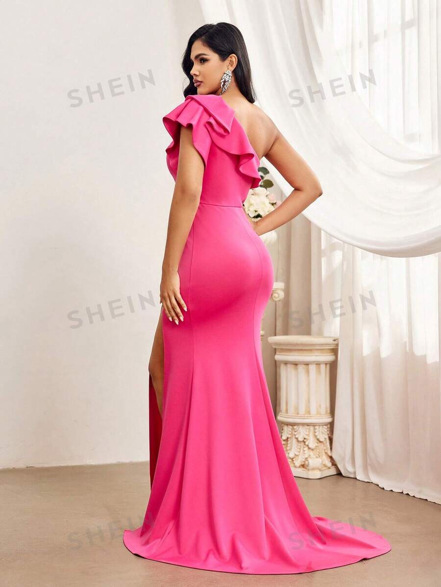 SHEIN Belle Elegant And Gorgeous Shoulder-Baring Evening Dress With ...