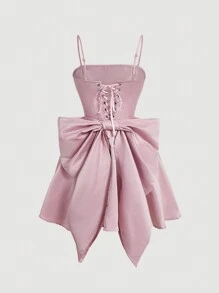 SHEIN MOD Plus Size Women's Pink Halter Dress With Bowknot Decoration ...