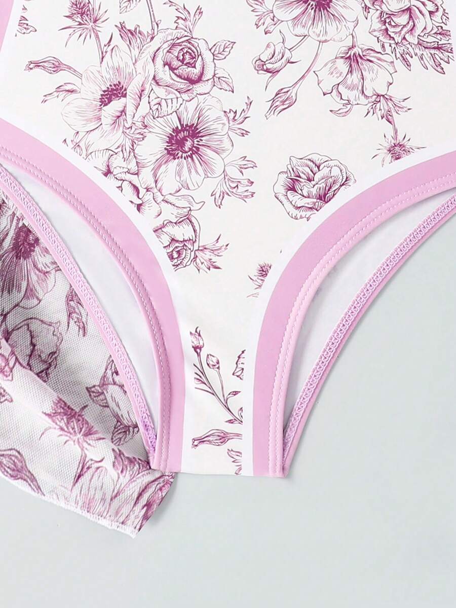 Tween Girls' One-Piece Swimsuit Printed With Ruffle Edge And No Edge ...