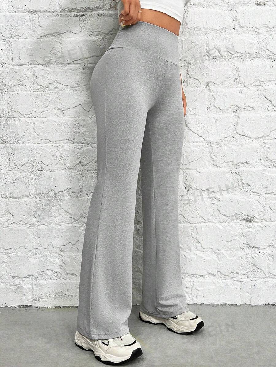 SHEIN PETITE 2pcs Women High Waisted Knitted Stretchy Black And Gray ...