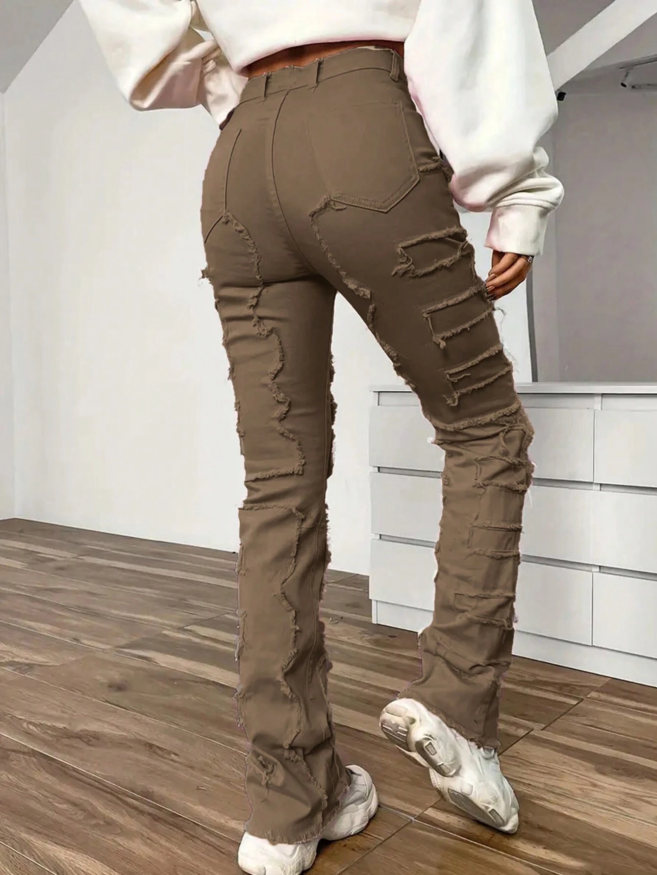Tween Girl Solid Color Raw Edge Jeans | SHEIN USA