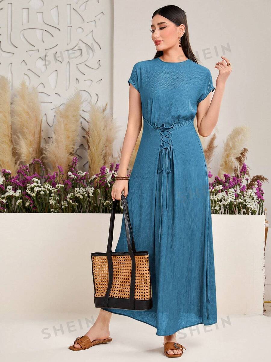 SHEIN Mulvari Damen schlicht und einfach Alltagskleid im Kreuzträger ...