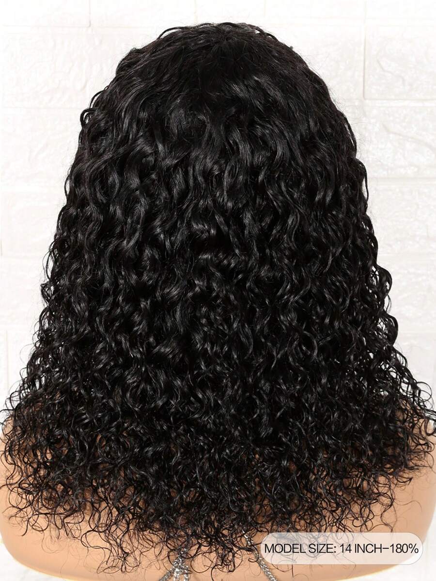 Water Wave Short Human Hair Wigs With Bangs Real Affordable Hair ...