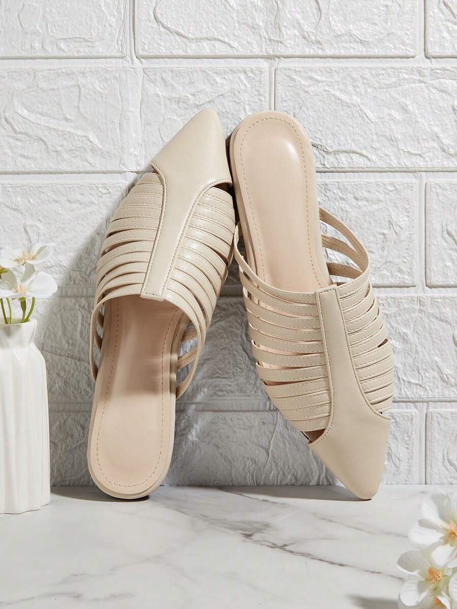 Summer Pointed-Toe French Style Niche Design Package Toe Half-Slip ...