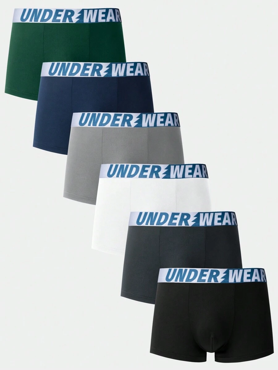 Men's Square Cut Boxer Briefs With Elastic Waistband Featuring Letter ...