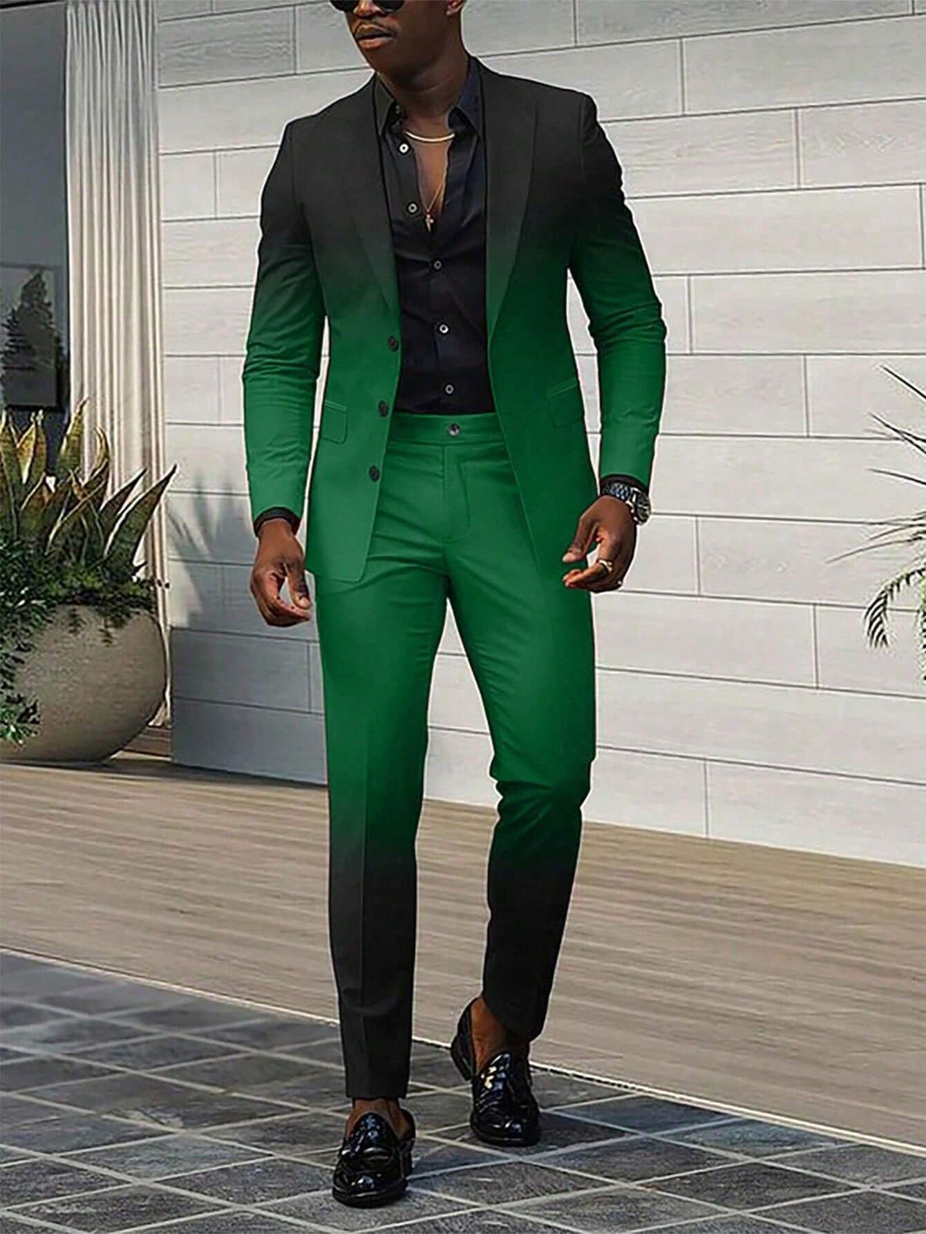 Manfinity AFTRDRK Men's Single-Breasted Gradient Suit Set | SHEIN UK