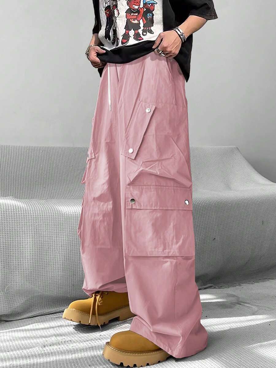 Manfinity EMRG Men Fashion Solid Color Loose Fit Cargo Pants With Big ...