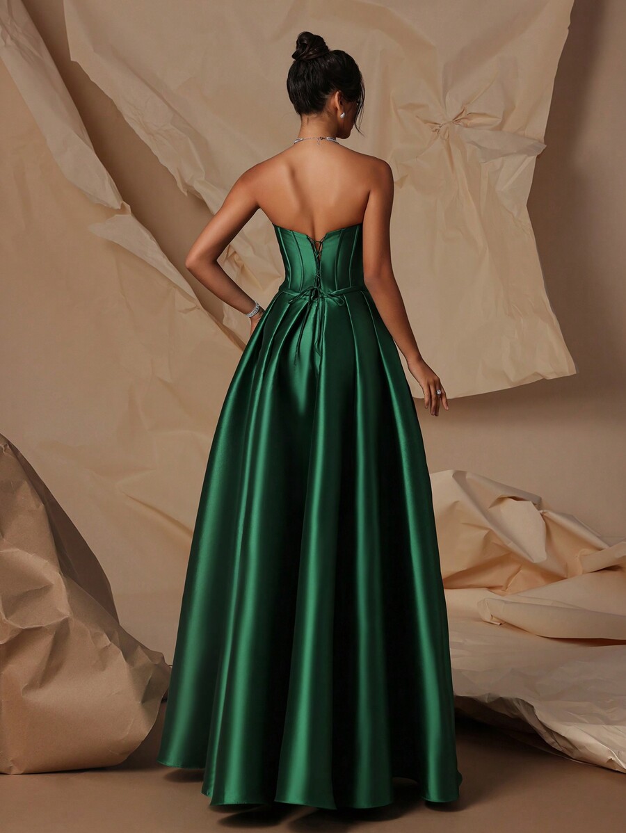 VIPGIRL High Waist Elegant Satin Evening Dress, Showing Long Legs For ...