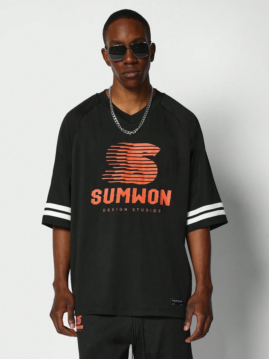 SUMWON Oversized Tee With Graphic And Short 2 Piece Set | SHEIN USA