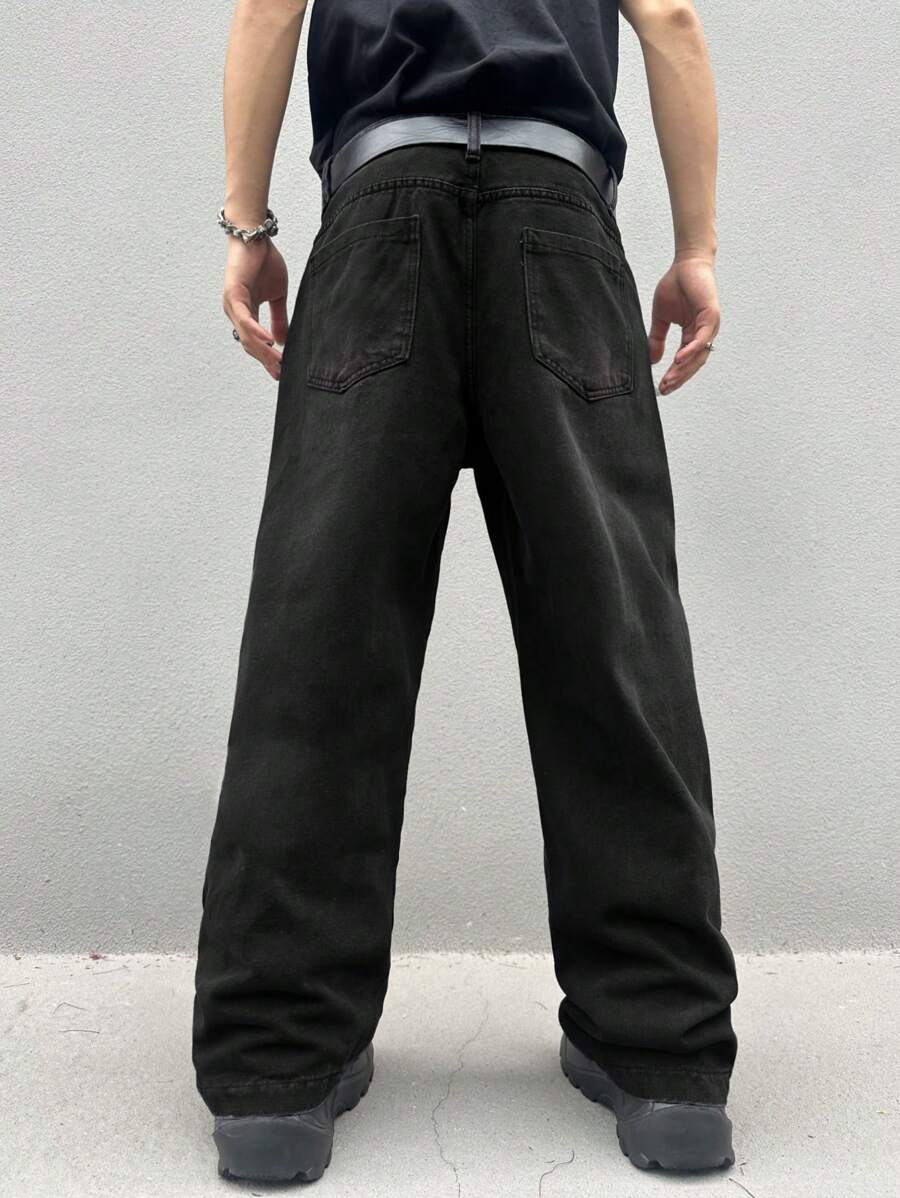 Manfinity EMRG Men Fashionable Solid Color Loose Fit Casual Jeans ...