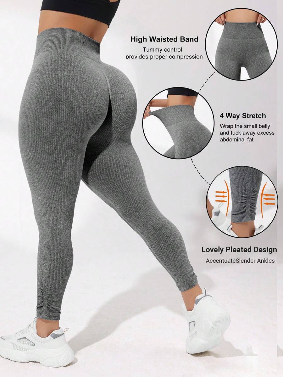 Plus Size Sports Compression Tummy Control Butt Lifting Yoga Leggings ...