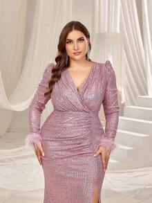 Faeriesty Kurvenreiches, formelles Abendkleid in Große Größen mit V ...