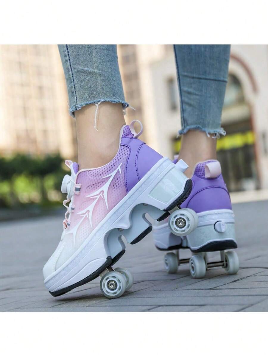 Transformable Roller Skate Shoes, Student Retractable Four Wheel Inline ...
