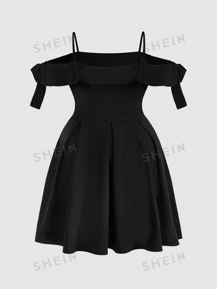 SHEIN MOD Kleid mit 3D-Bogen, kalter Schulter und Regenschirm ...