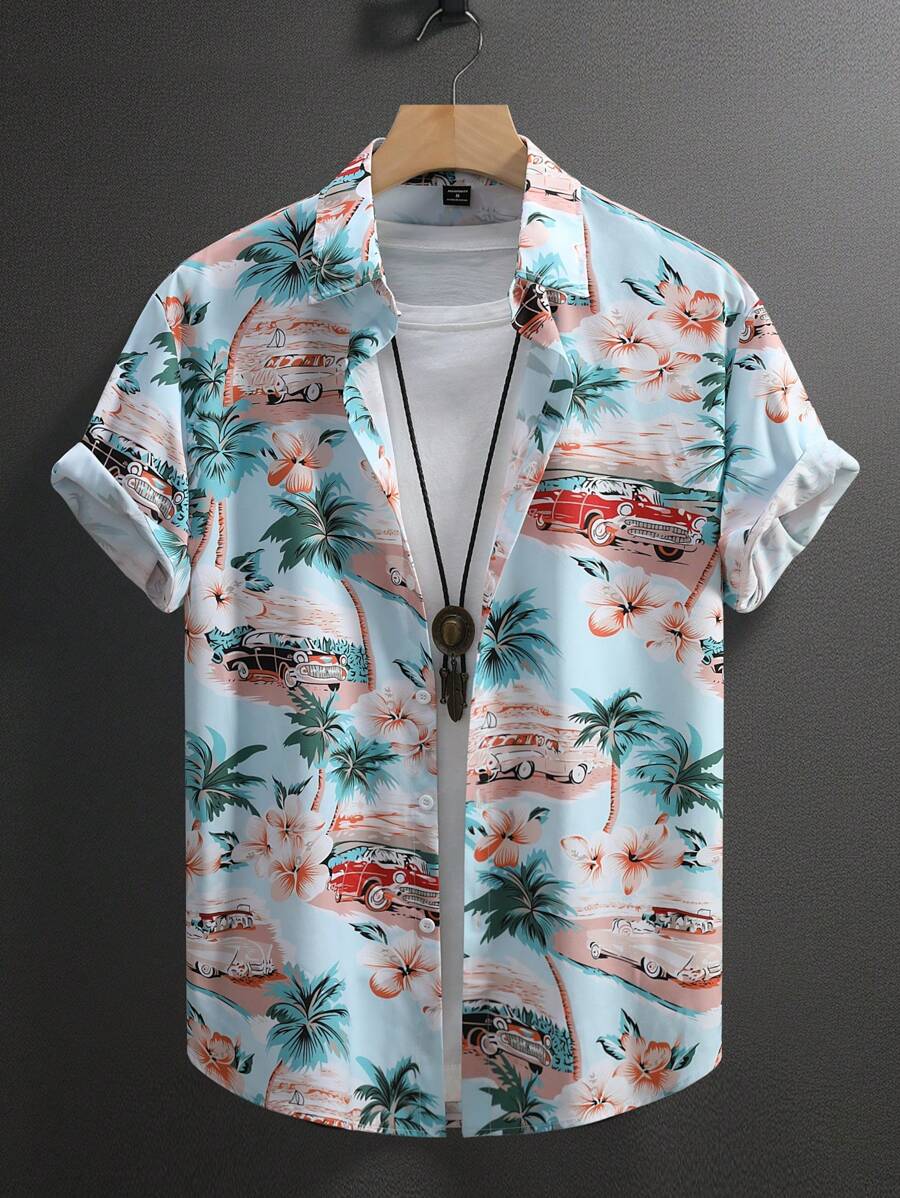 Manfinity RSRT Men's Stylish Summer Holiday Style Printed Short Sleeve ...