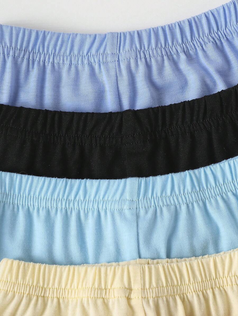 Tween Girl Seven-Pack Solid Elastic Waist Summer Biker Shorts | SHEIN USA