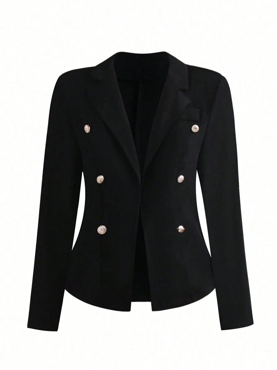 SHEIN Privé Plus Lapel Neck Double Breasted Blazer | SHEIN USA