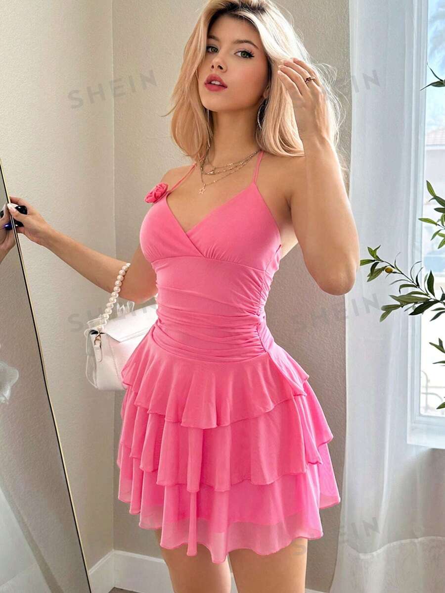 SHEIN ICON Y2k Spring Break Summer Outfits Solid Color Floral ...