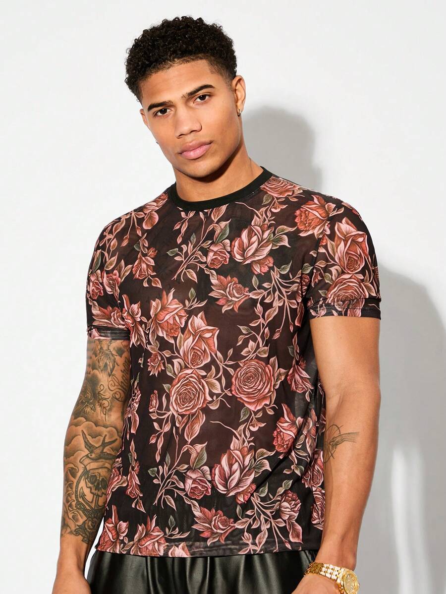 Manfinity NiteLyfe Camiseta casual de verano para hombres con cuello redondo, manga corta de ...