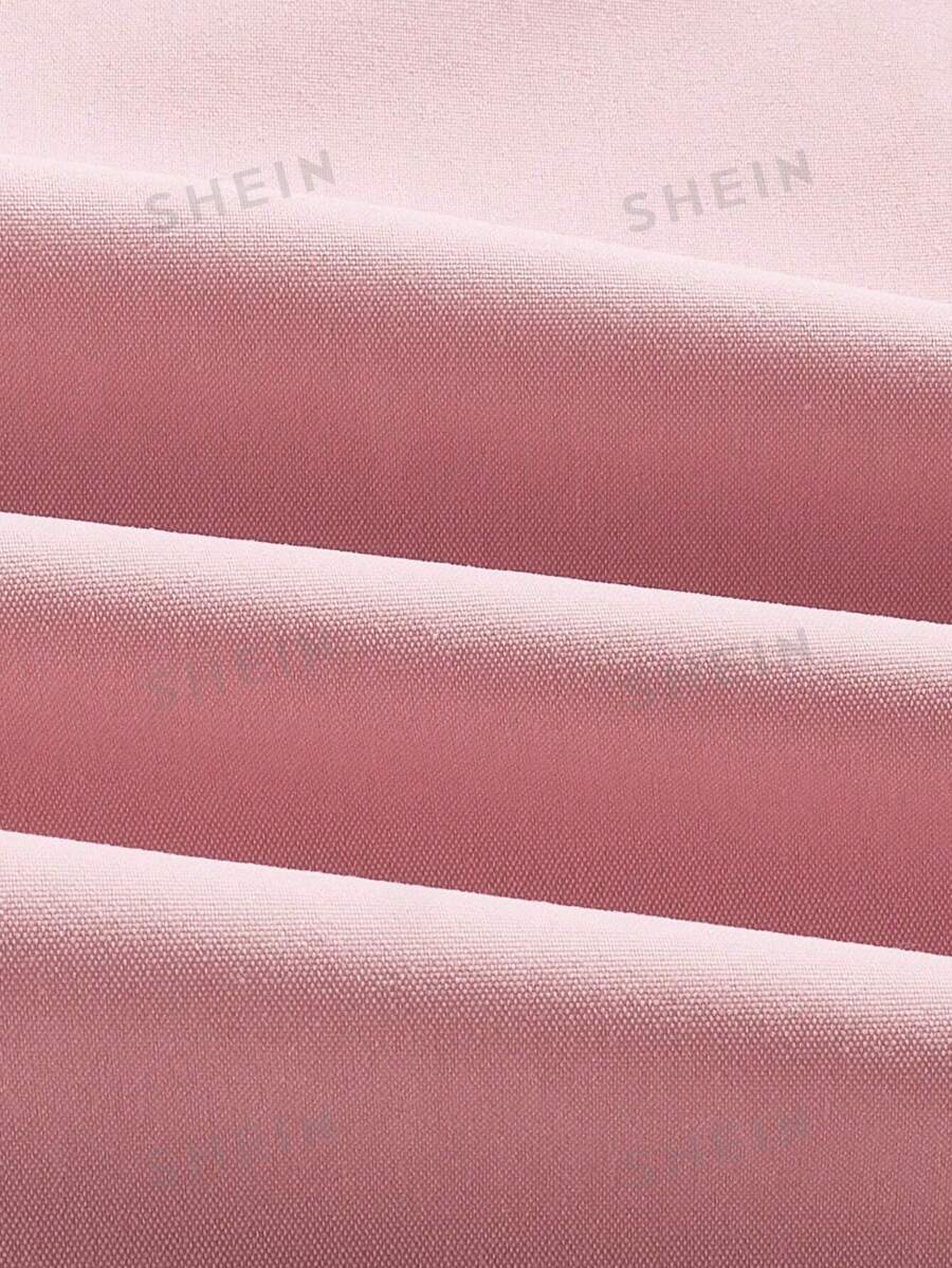 SHEIN MOD Pink Pleated Empire Waist Light Formal Dress With Bust Cups ...