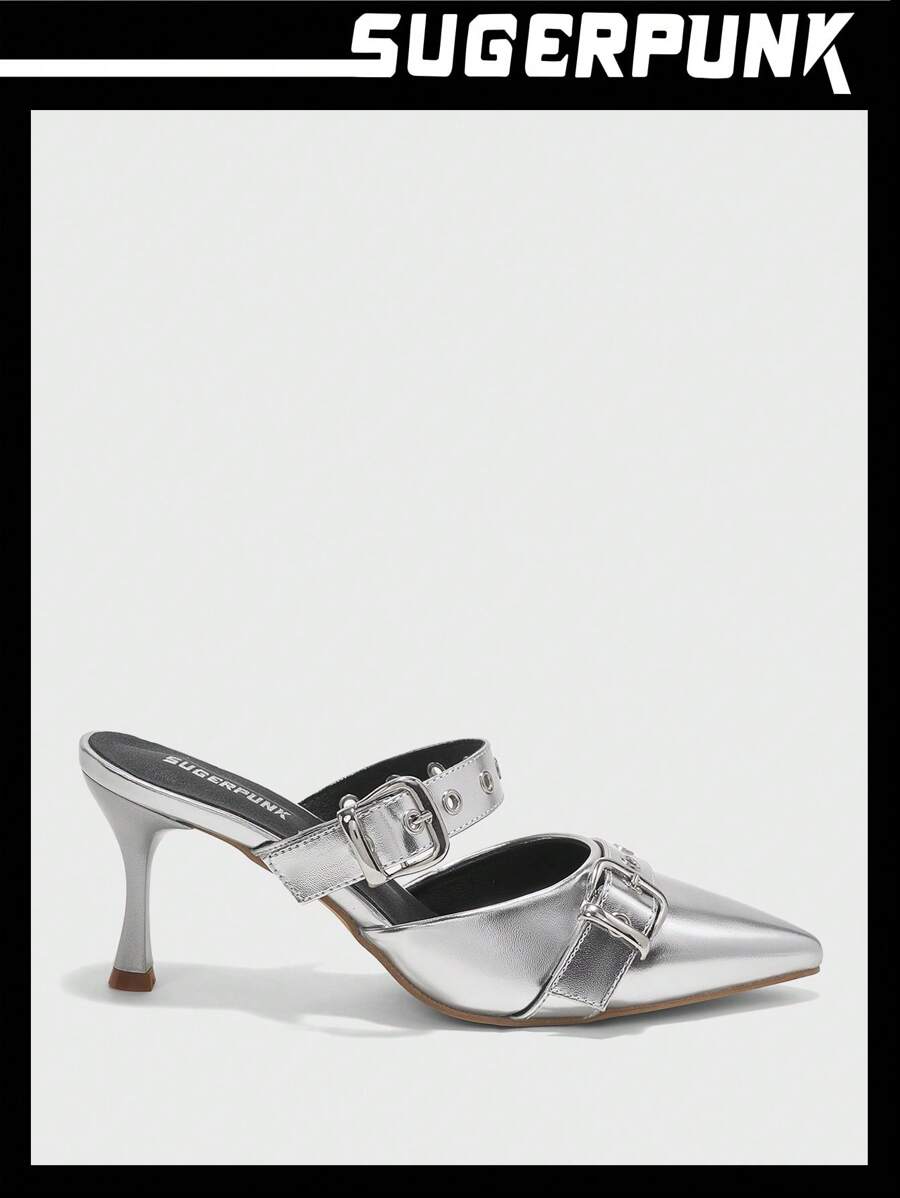 Sugerpunk Y2K Silver Metallic Buckle Party Music Festival Versatile ...