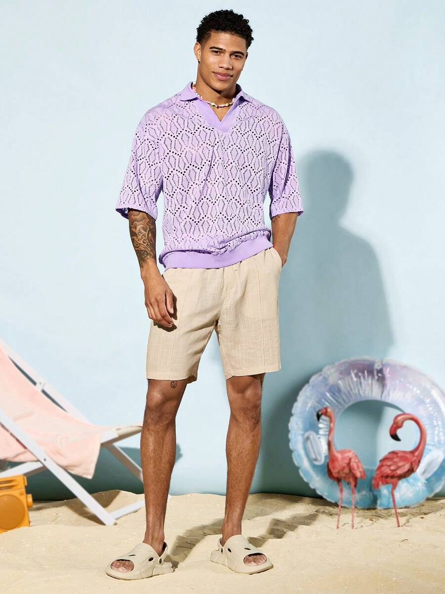 Manfinity VCAY Men Lightweight Breathable Knitted Oversized Purple ...