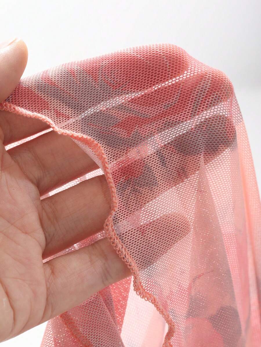 DAZY Ladies' Full Print Mesh Off-Shoulder Long Sleeve Summer Top With ...