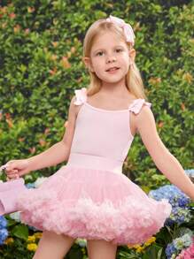 SHEIN Glamorique Kids Young Girl Sweet And Elegant Tutu Skirt Set For ...