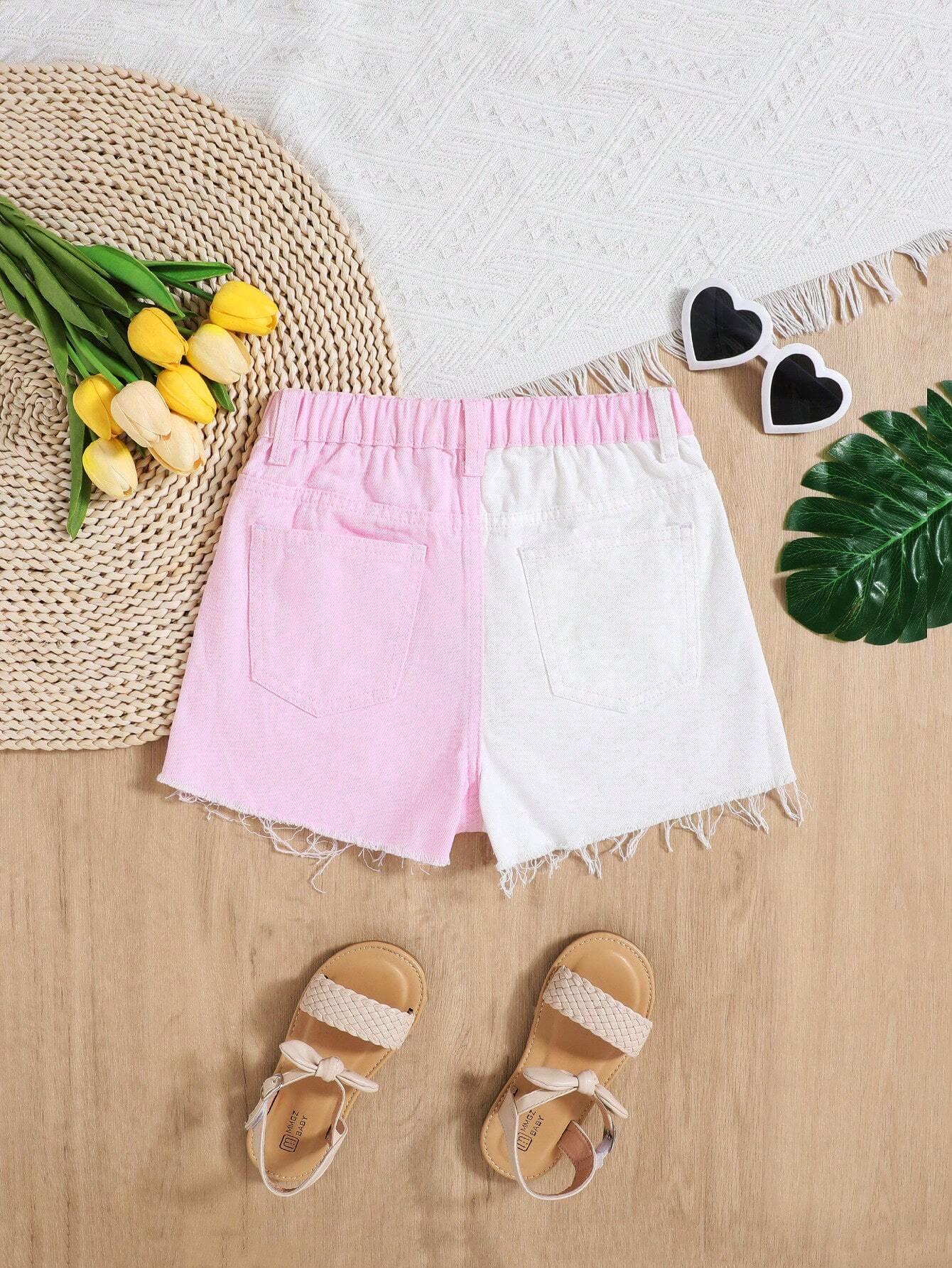 SHEIN Tween Girl Y2K Trendy Spring Summer Boho Color-Block Ripped ...