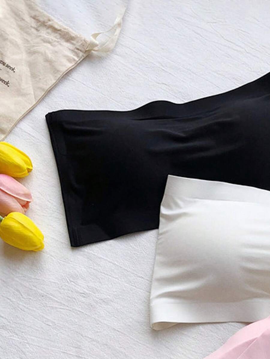 Tween Girl Seamless Breathable Ice Silk Wrapped Chest Bandeau Bra With ...