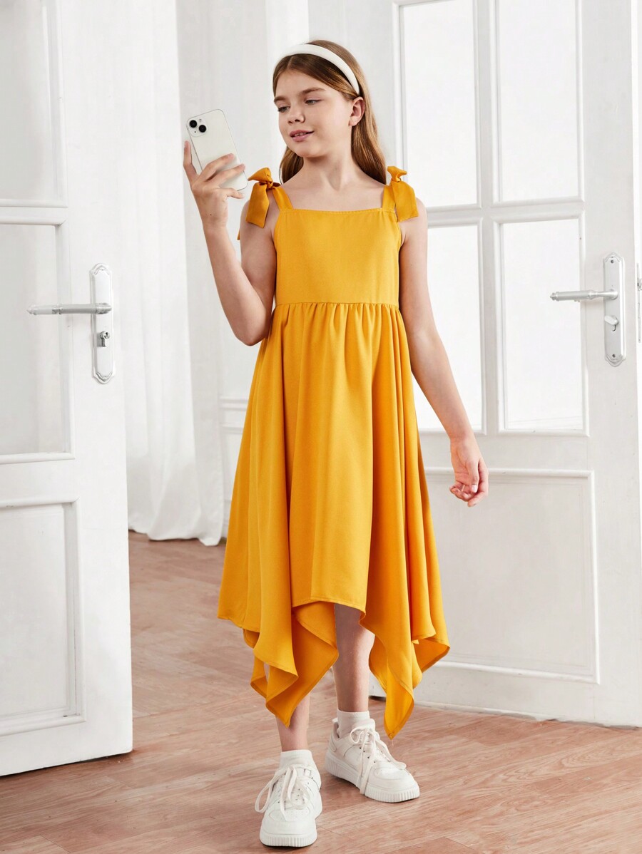 SHEIN Vestido informal midi para niña preadolescente con cuello ...