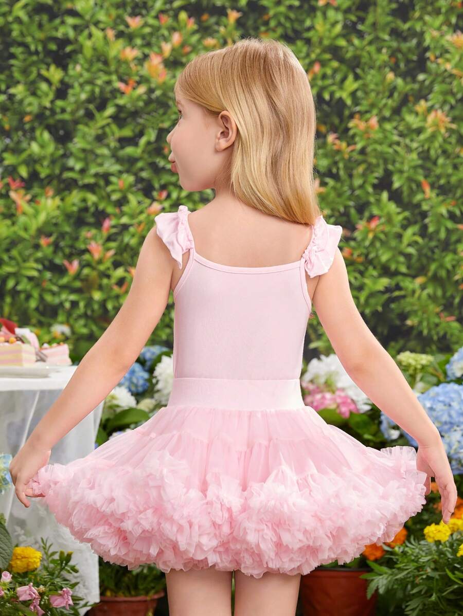 SHEIN Glamorique Kids Young Girl Sweet And Elegant Tutu Skirt Set For ...