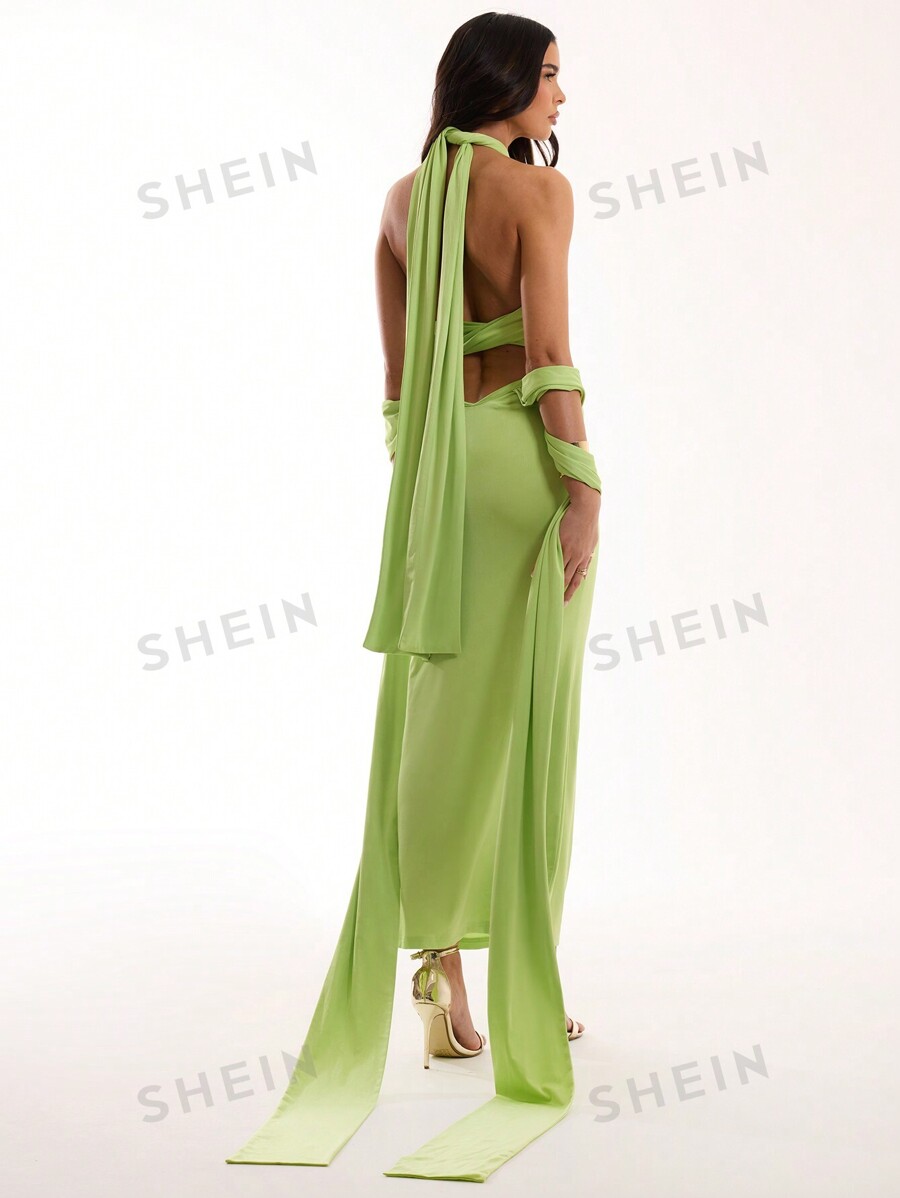 MUSERA Slinky Multi Wrap Drape Midaxi Dress | SHEIN USA