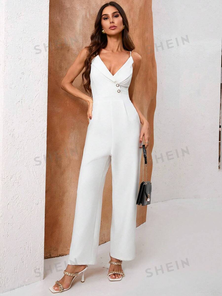 SHEIN BIZwear Professional Sleeveless Jumpsuit With Suit Collar, V ...