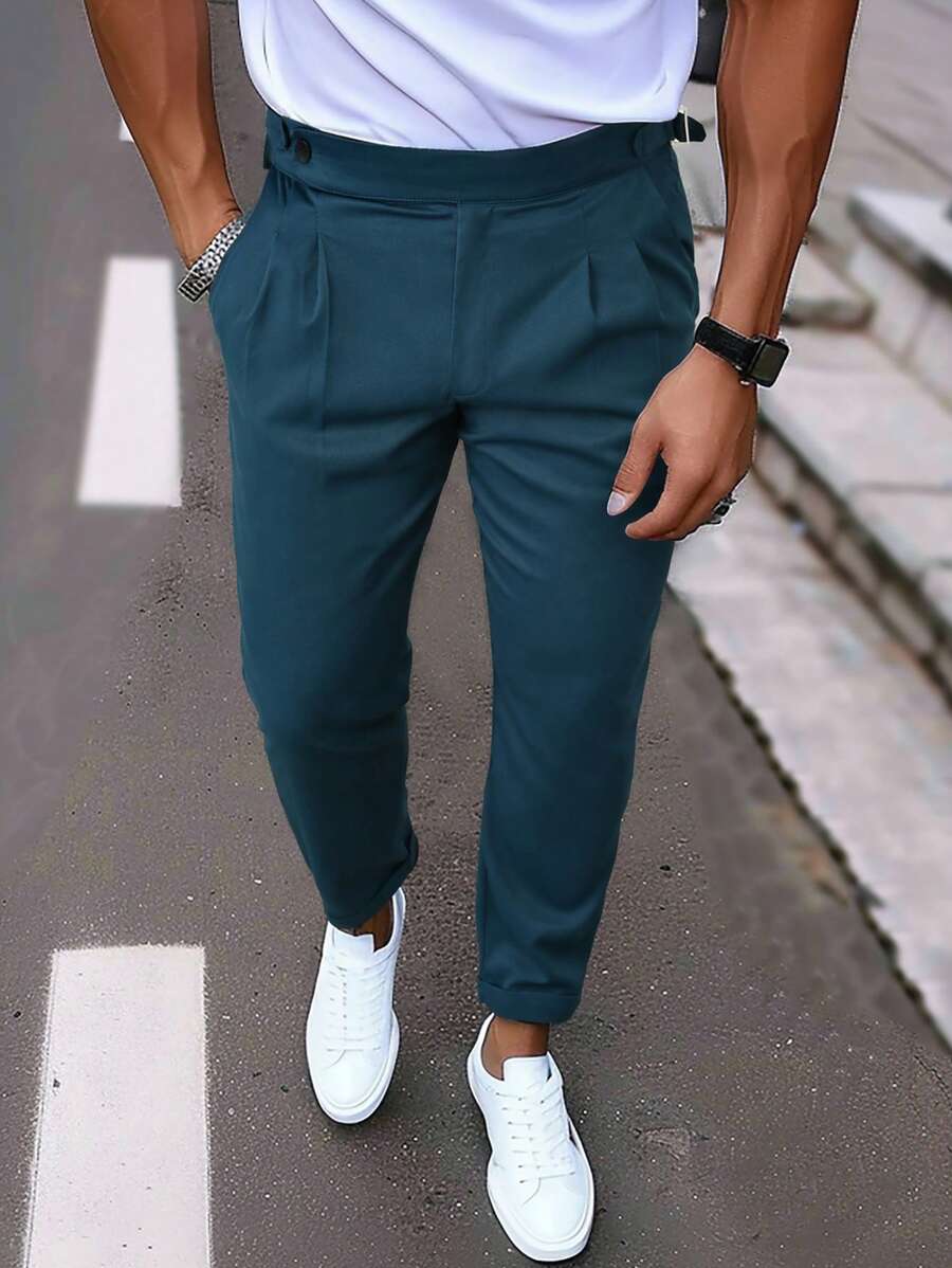 Manfinity Homme Men Pleated Slanted Pockets Simple Casual Gentleman ...