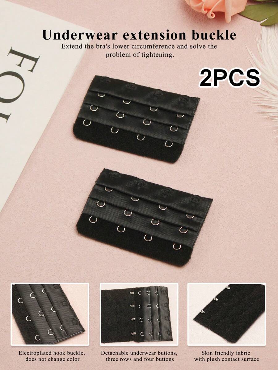 2 Pcs Big Triple-Row Hooks Bra Extender Strap Elastic Brassiere ...