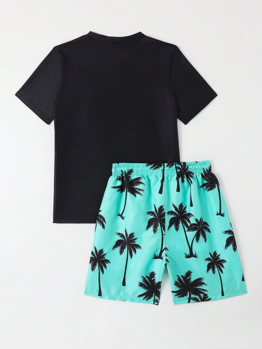 Teen Boy Swimwear. Top With Fixed Printing, Bottom With Random Printing ...