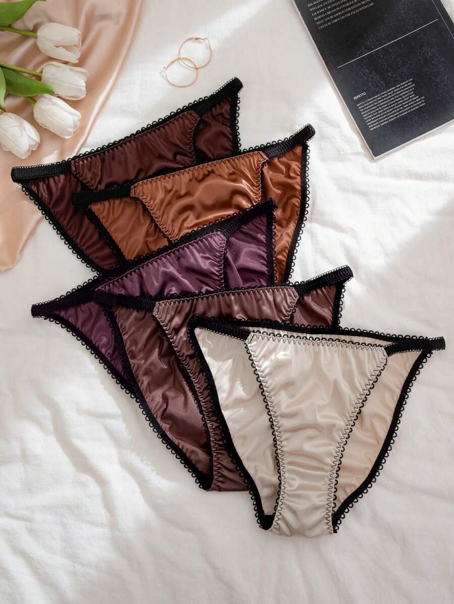 Women Nylon Satin Triangle Panties (Pack Of 5) | SHEIN USA
