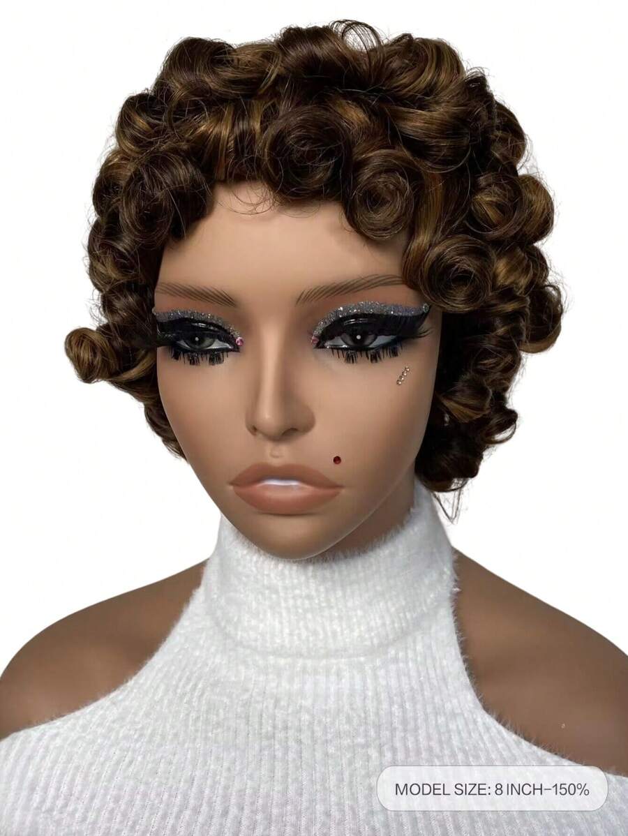 Spring Curl Pixie Cut With Bangs Bangs Wig P427 Color Short Human Hair ...