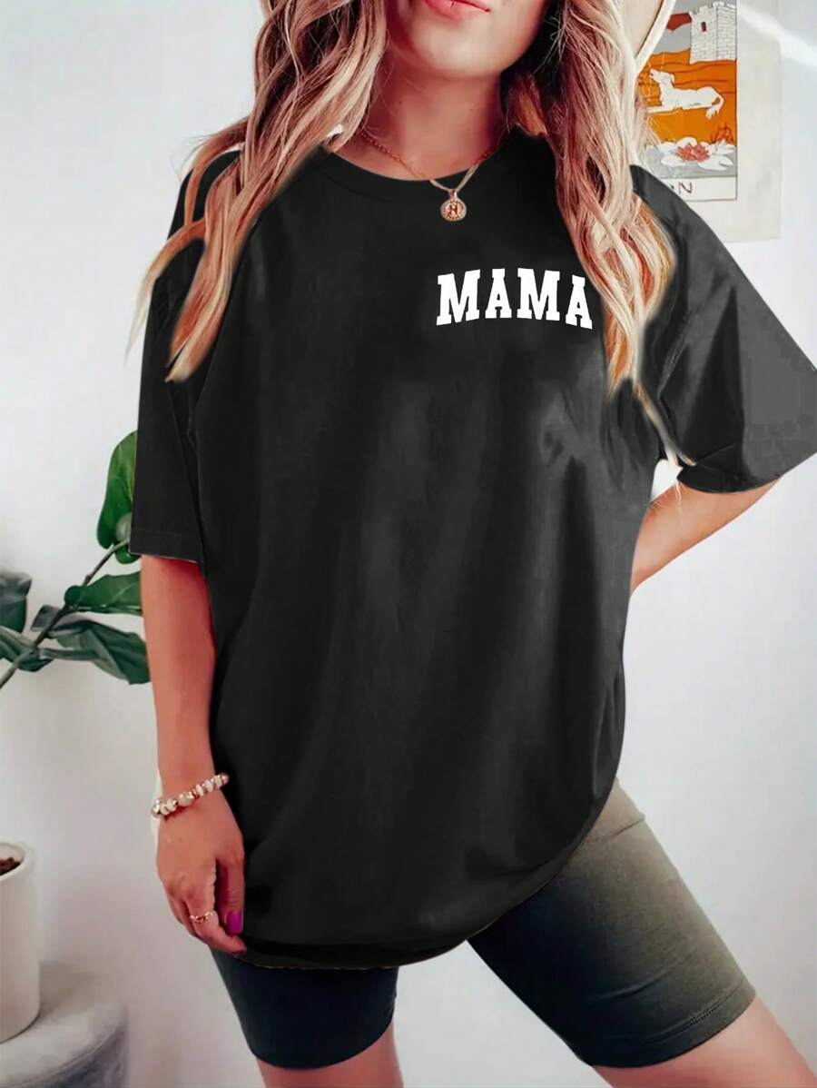 INAWLY Camiseta de mujer de manga caída con estampado de letras y relámpagos "MAMA MAMA MAMA ...