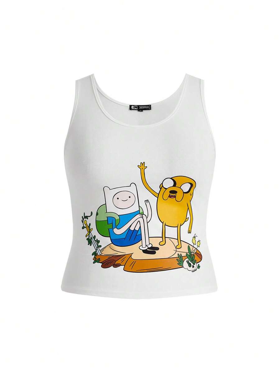 ADVENTURE TIME X SHEIN Plus Size Casual Cartoon Printed Tank Top For ...
